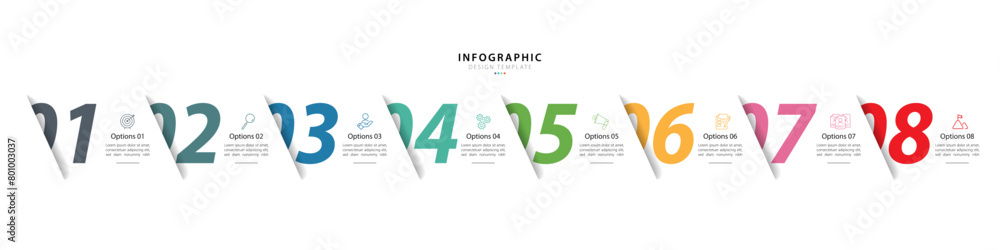Timeline Creator infographic template. 8 Step timeline journey ...