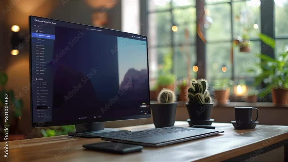 Sleek Data Dashboard In A Modern Workspace Concept Data Visualization Modern Office