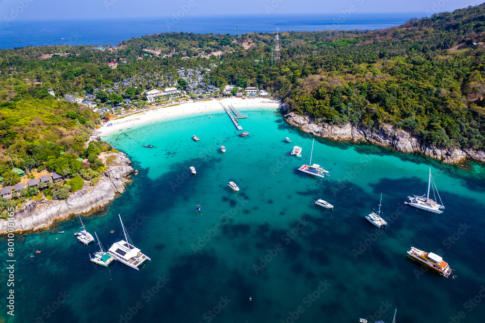Aerial view of Siam bay in koh Racha Yai also known as Raya Island in ...