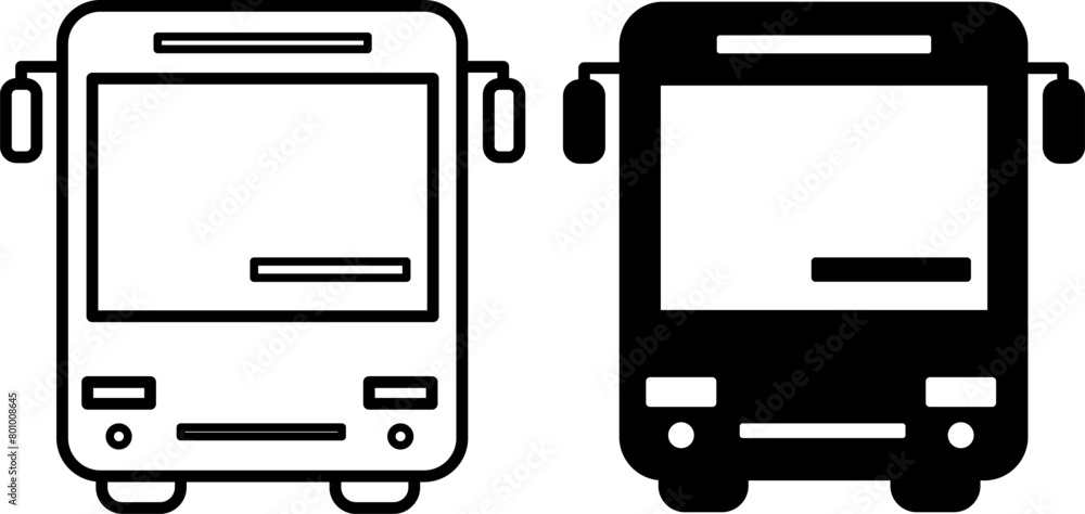 Bus icons. Black and White Vector Bus Front Icons. Auto for ...