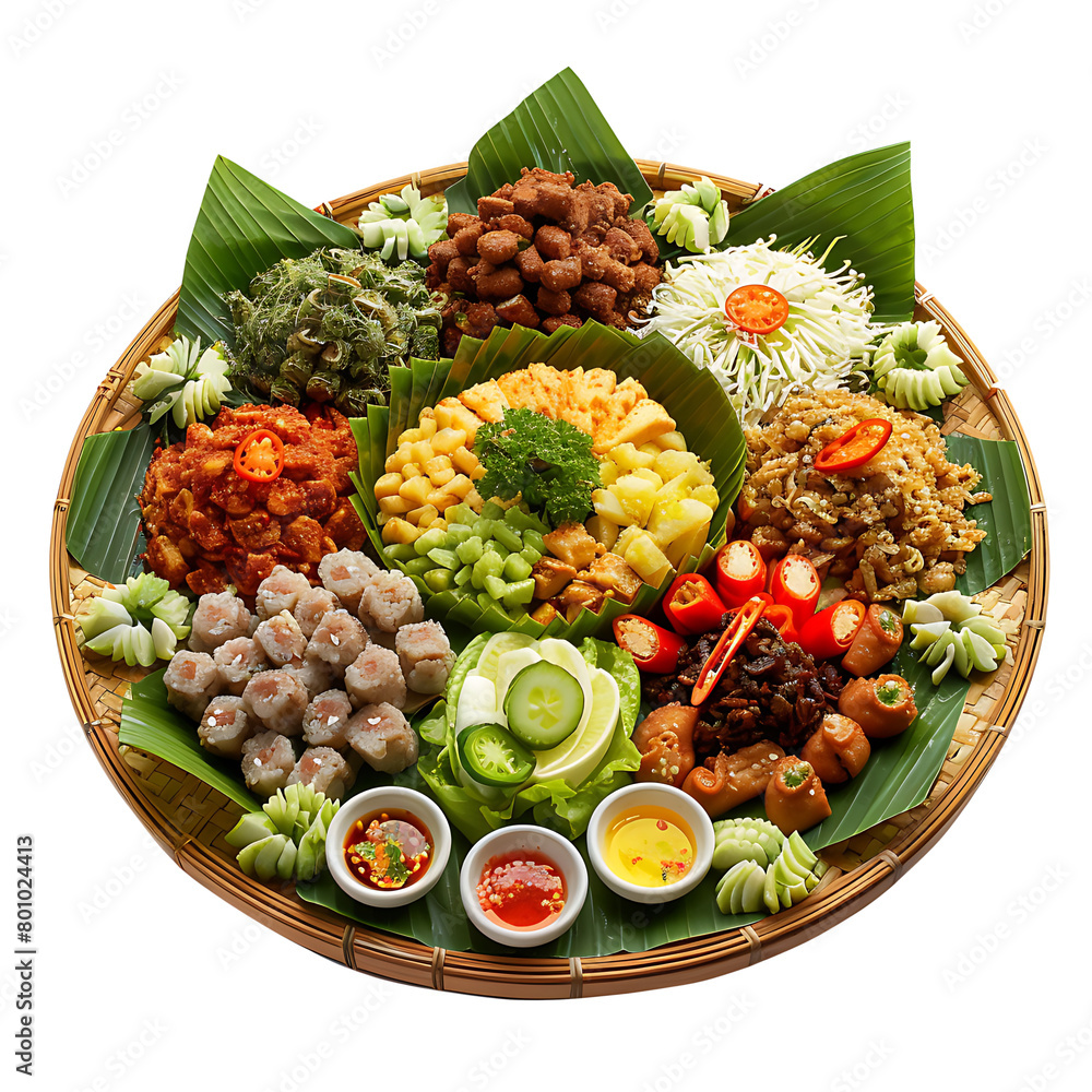 Indonesian tumpeng menu, traditional food menu or Asian menu Stock ...