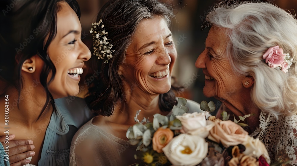 collage of three generations of women of different ethnicities smiling ...