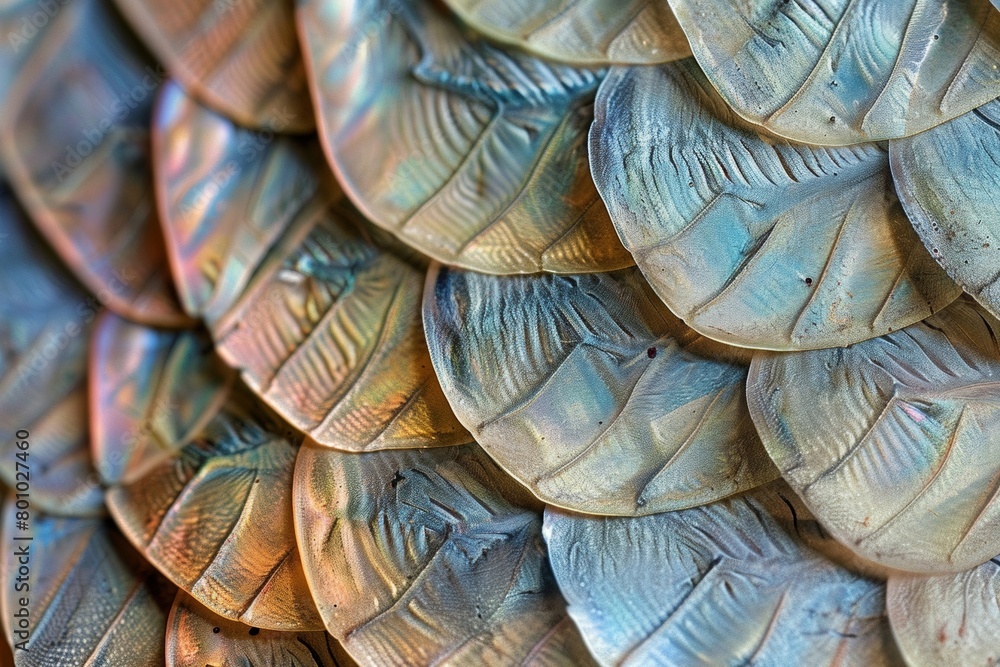 Microscopic View of Overlapping Fish Scale Layers Stock Illustration ...