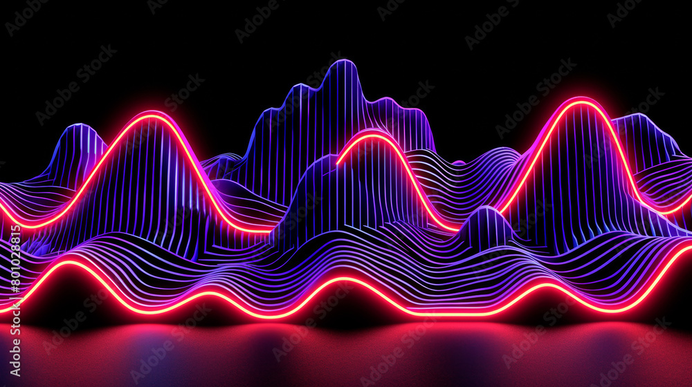 A purple and red wave with a red line on it. The wave is very long and ...