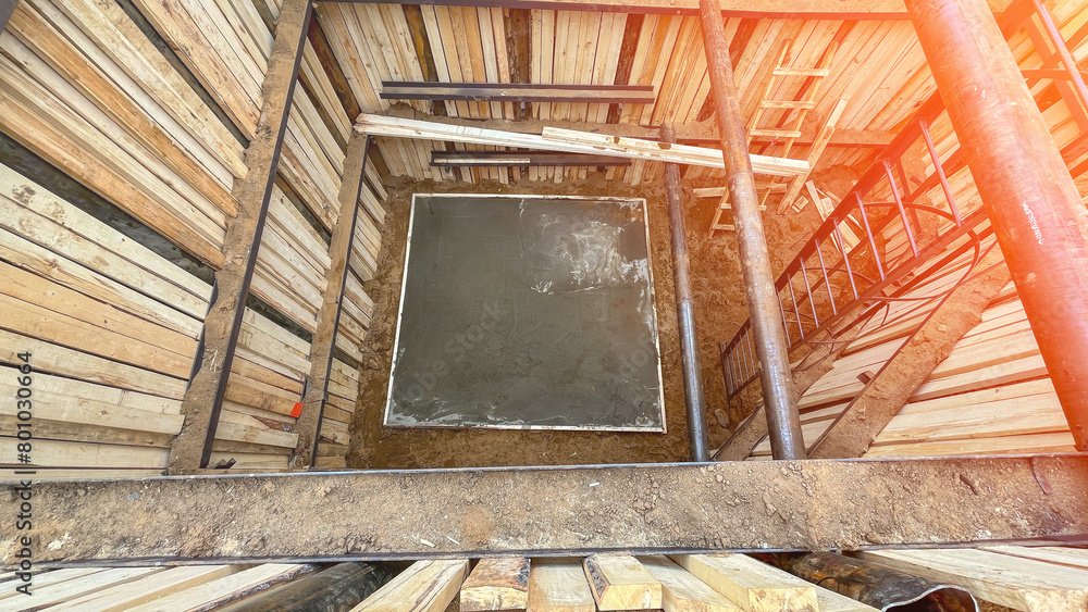 Construction of deep engineering communications. A pit for construction ...