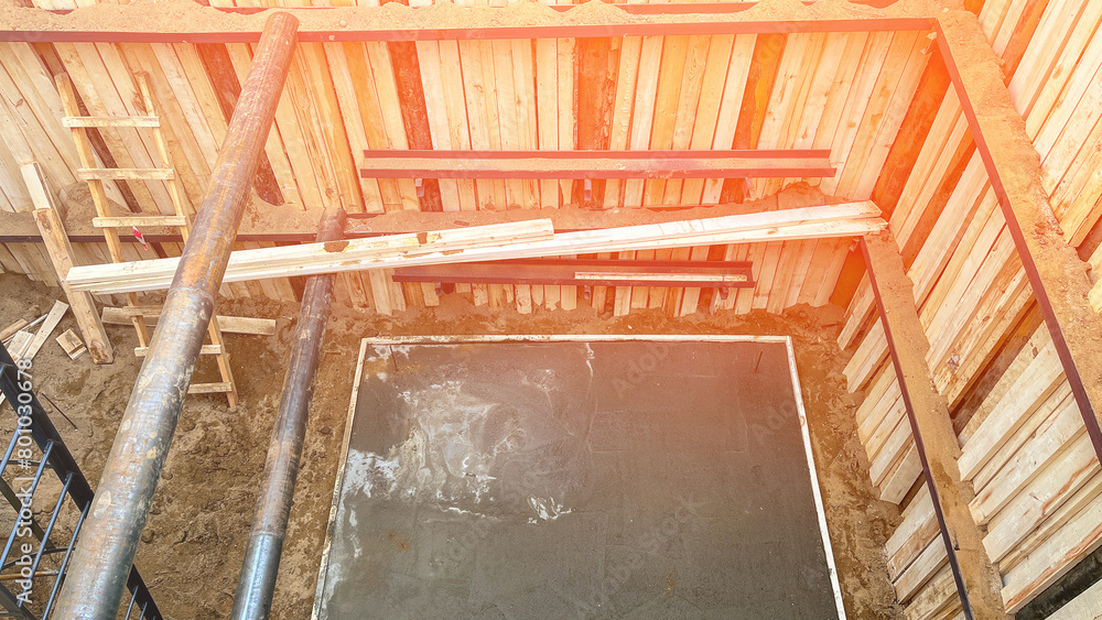 Construction of deep engineering communications. A pit for construction ...