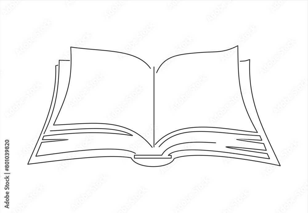 Open book line art Stock Vector | Adobe Stock
