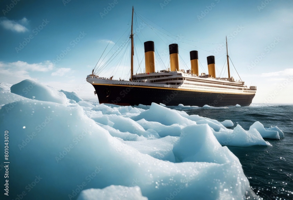 'hit titanic ocean iceberg ai generative saster ship trip history liner ...