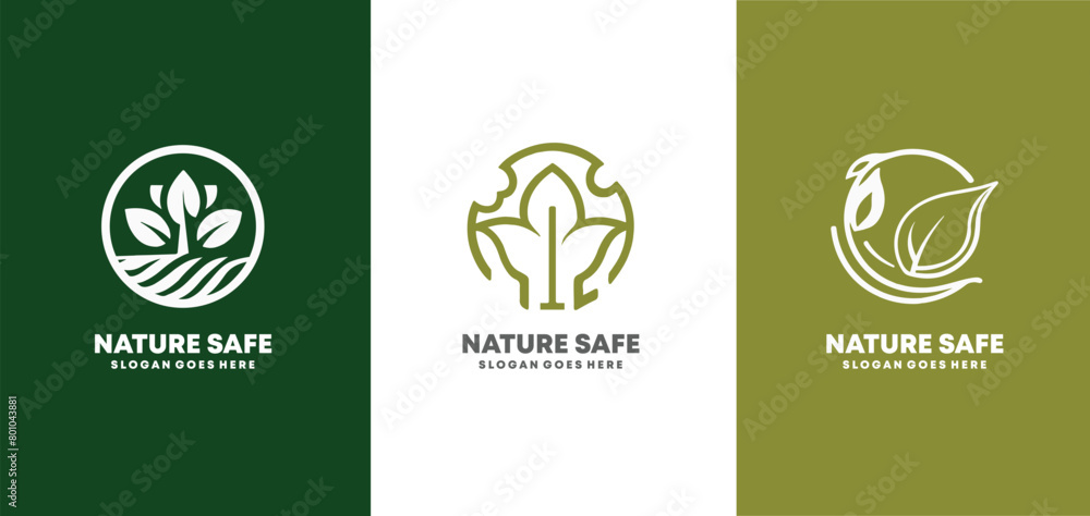 Nature Safe Logo Design, Environmental Refresh Green Nature safe tree ...