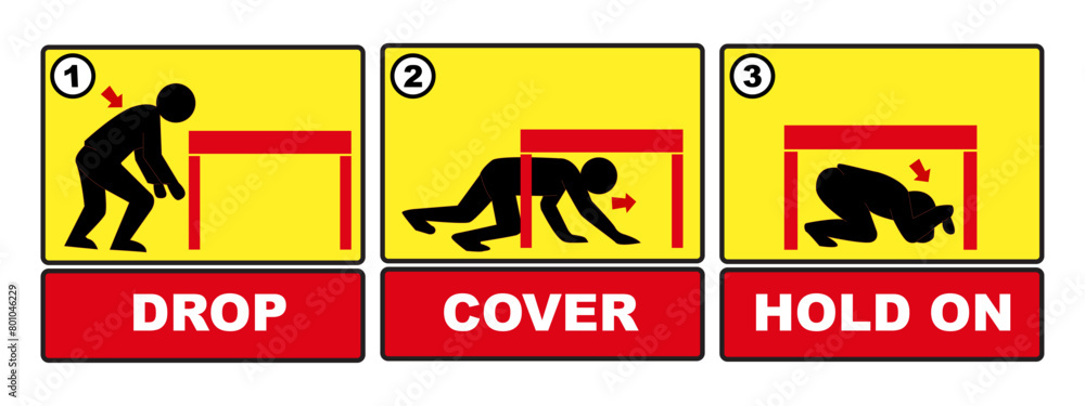 stay safe during an earthquake sign vector illustration Stock Vector ...