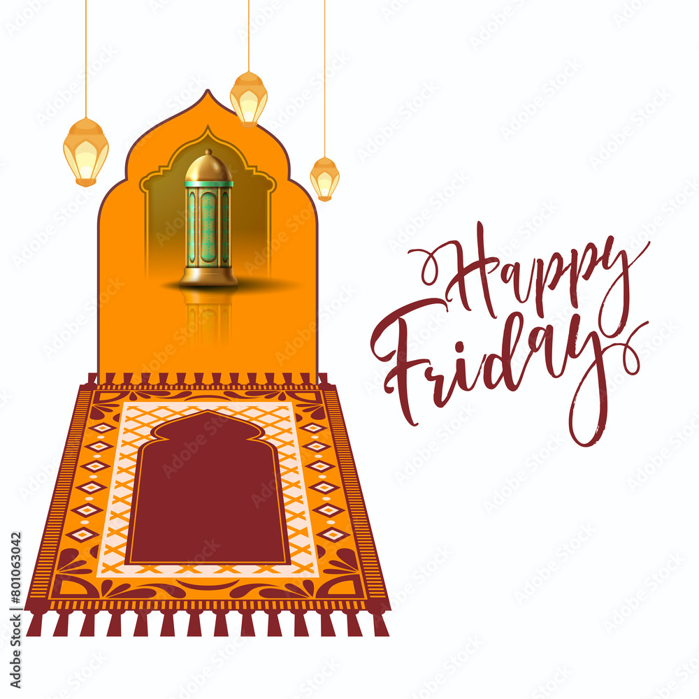 Happy Friday Stylish Text Design illustration Jummah Mubarak blessed ...