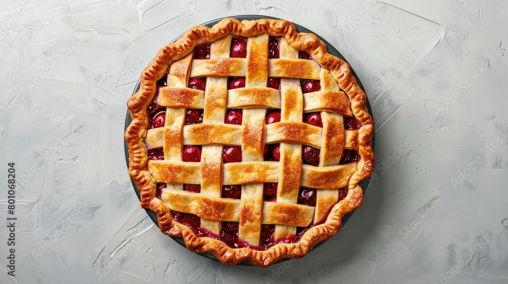 Delicious Pi Day Cherry Pie on Overhead Shot Background. Homemade ...
