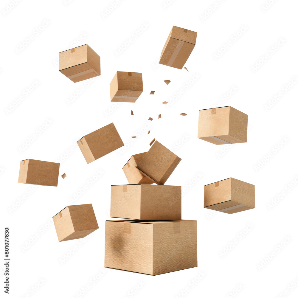 floated cardboard boxes falling isolate on transparency background PNG ...