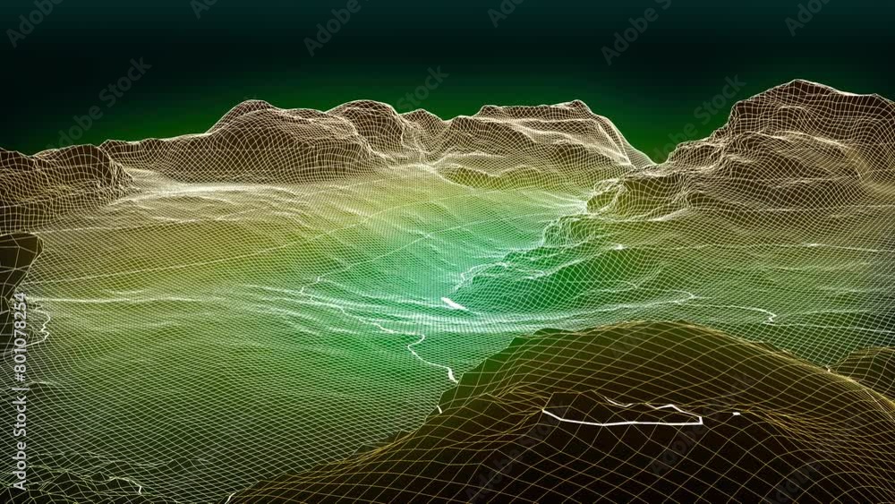 Fly over a surveyed Geographic Information System digitally rendered ...