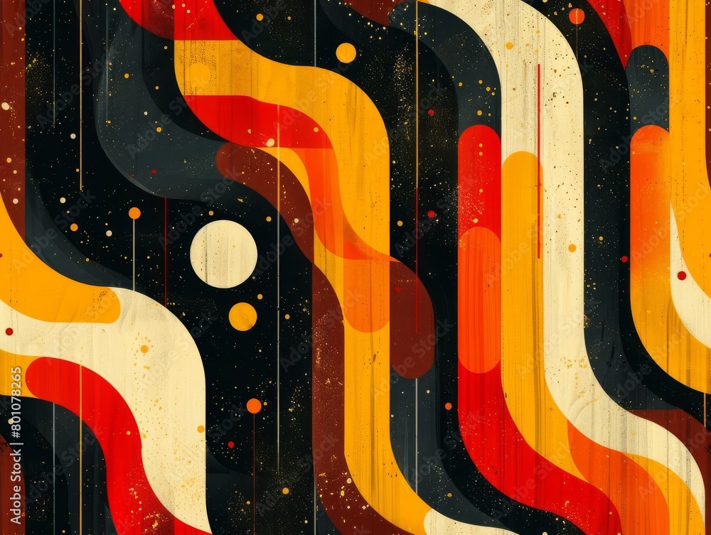 A vintage retro 1970s geometric wallpaper revival with funky shapes ...