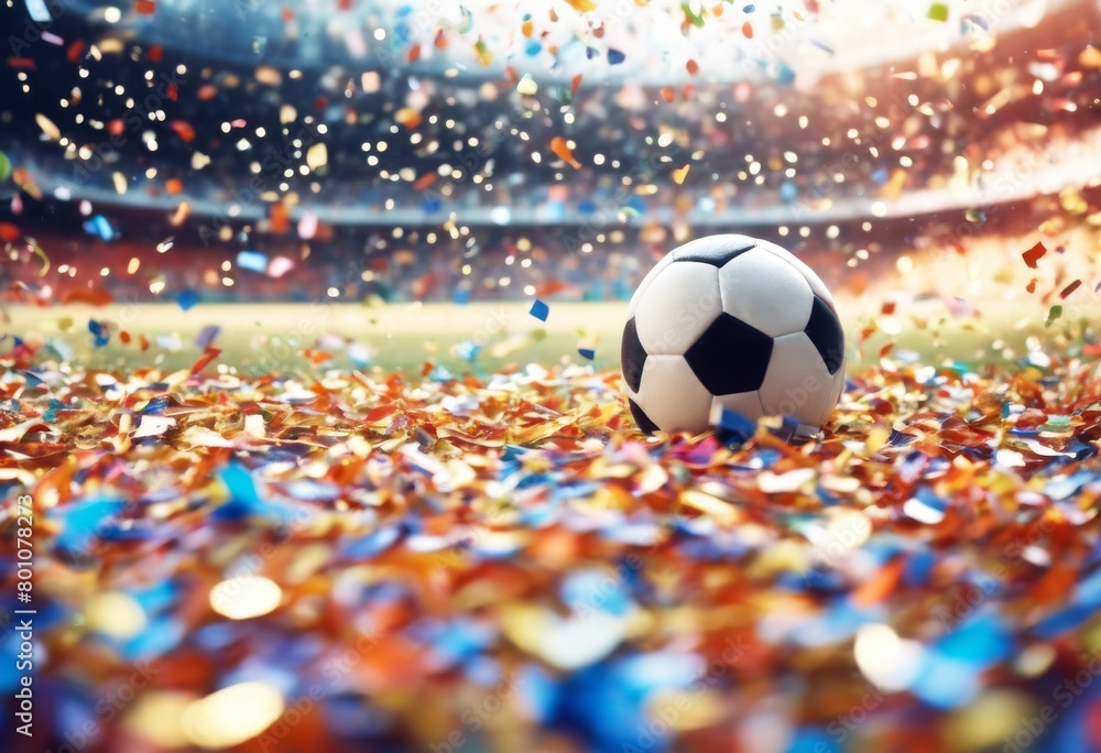 'Soccer peak confetti stadium moment background. football field ball ...