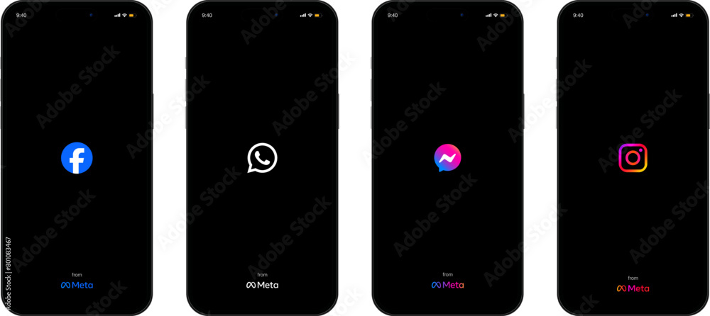 Home screen of popular apps from Meta: Facebook, Instagram, WhatsApp ...