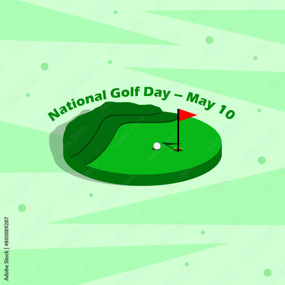 National Golf Day event banner. Illustration of a golf course with golf ...
