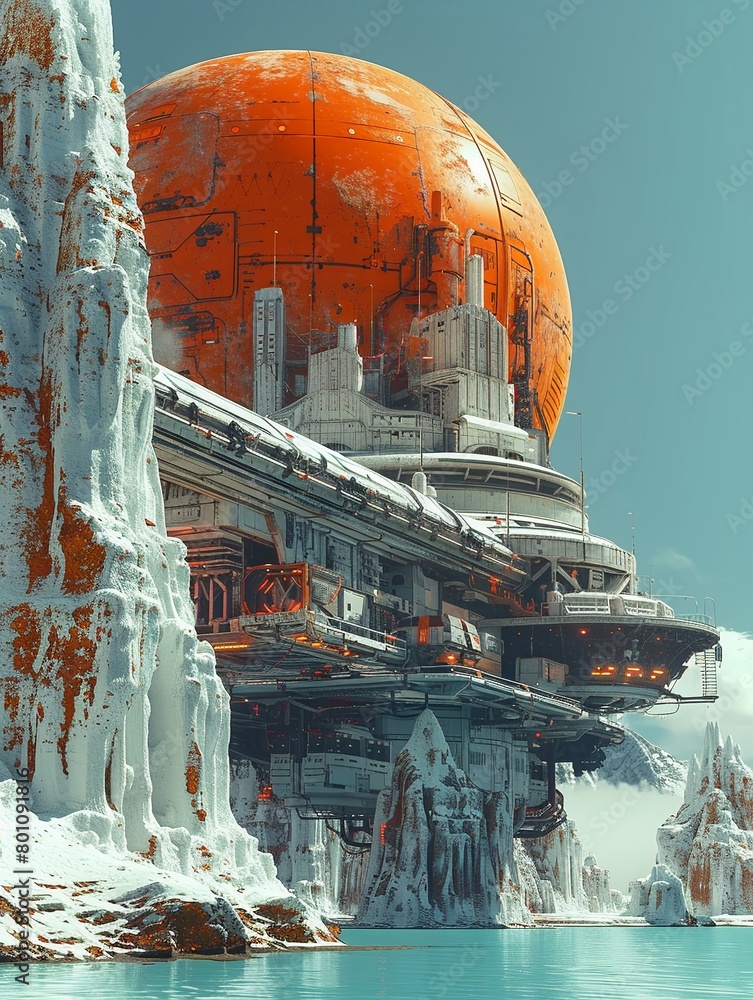 Alien Outpost, advanced technology, domed habitat on a rogue planet ...