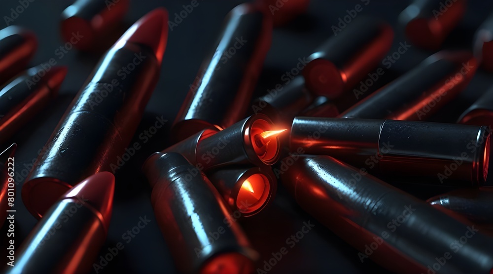 dark background made of bullets with glowing red circle of light for ...