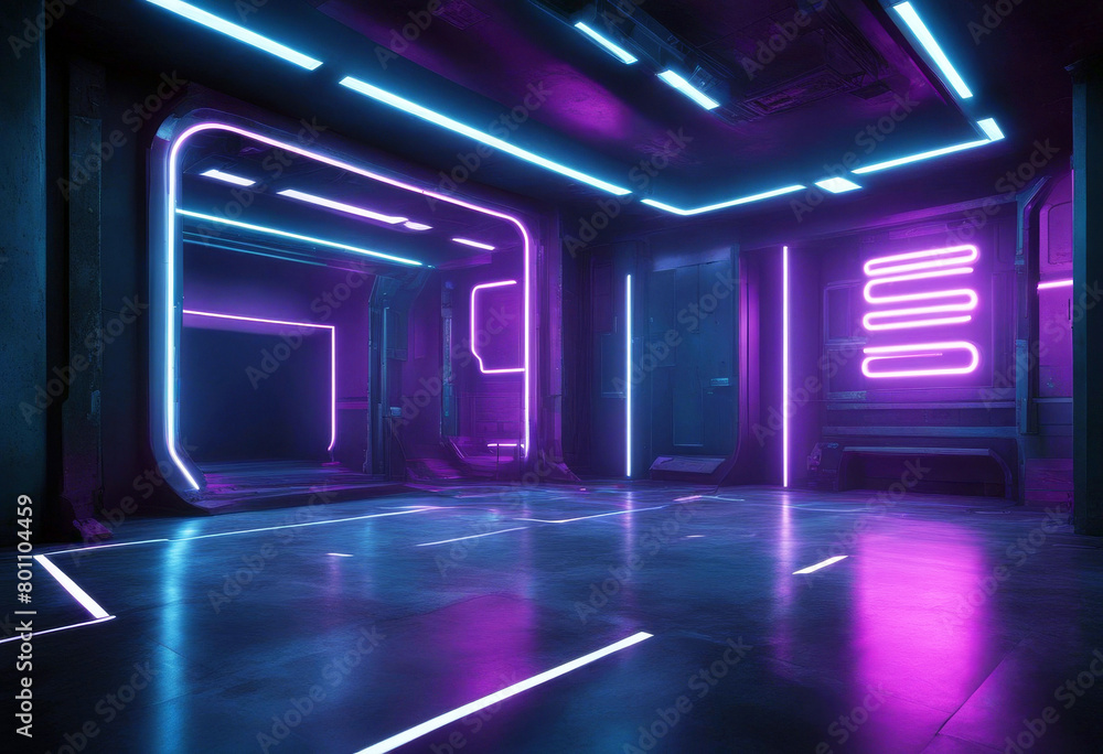 'rendering 3d stage background room concrete grunge empty dark lights ...