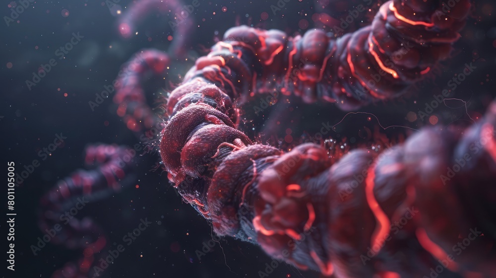 Dark background enhances 3D colon render highlighting haustra and ...