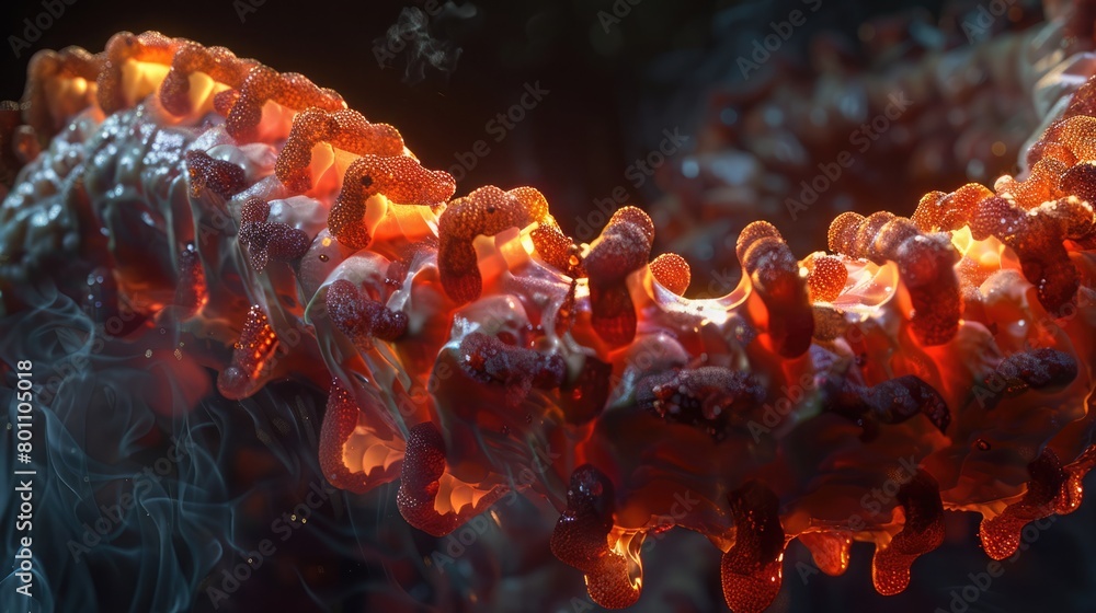 Realistic 3D render of colon with spotlight on haustra, taenia coli ...