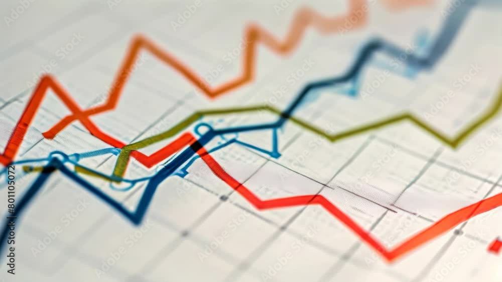 A clear, informative line graph shown in close-up on a piece of paper ...