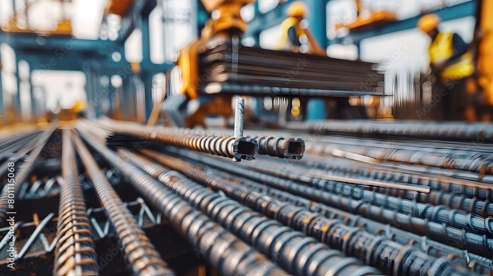 Steel Reinforcement Rebar Grid in Industrial Construction Site with ...