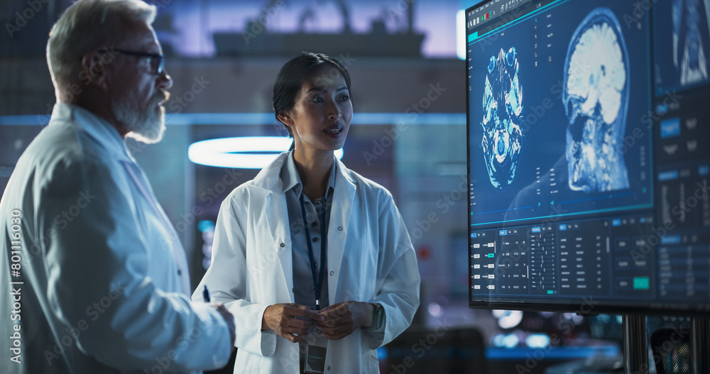 Neuroscience Laboratory Meeting: Female Asian Scientist And Male ...