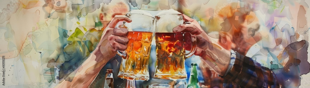 Oktoberfest toasts under tents, steins clinking amidst laughter and the ...