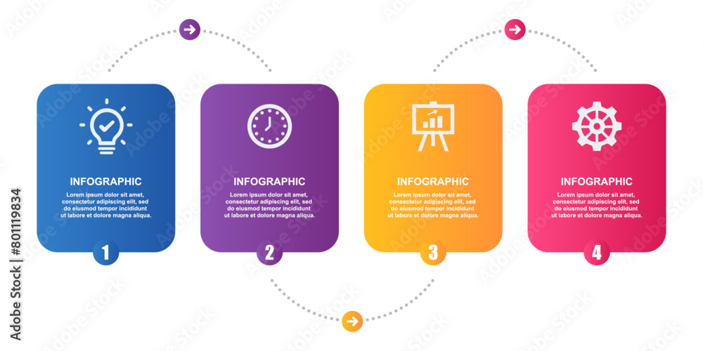 Four steps workflow process roadmap timeline infographic design ...