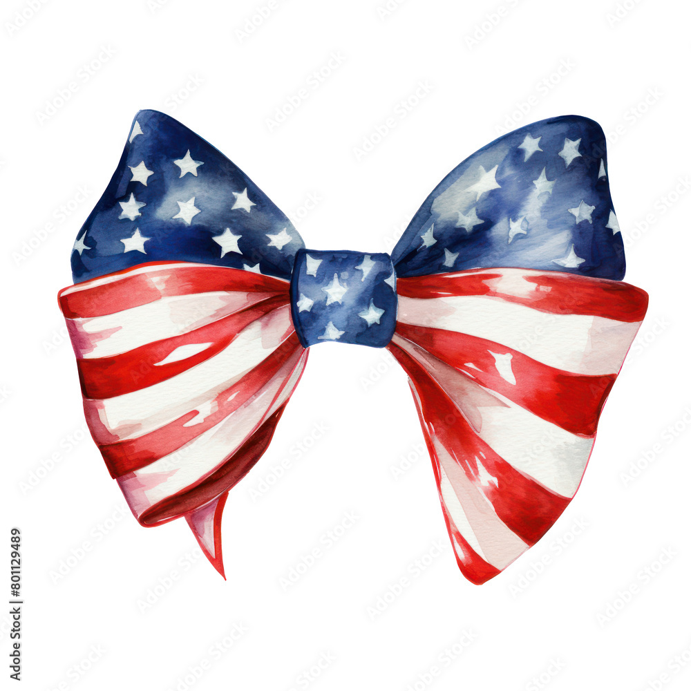 watercolor american flag bow clipart, bow tie with usa flag isolated ...