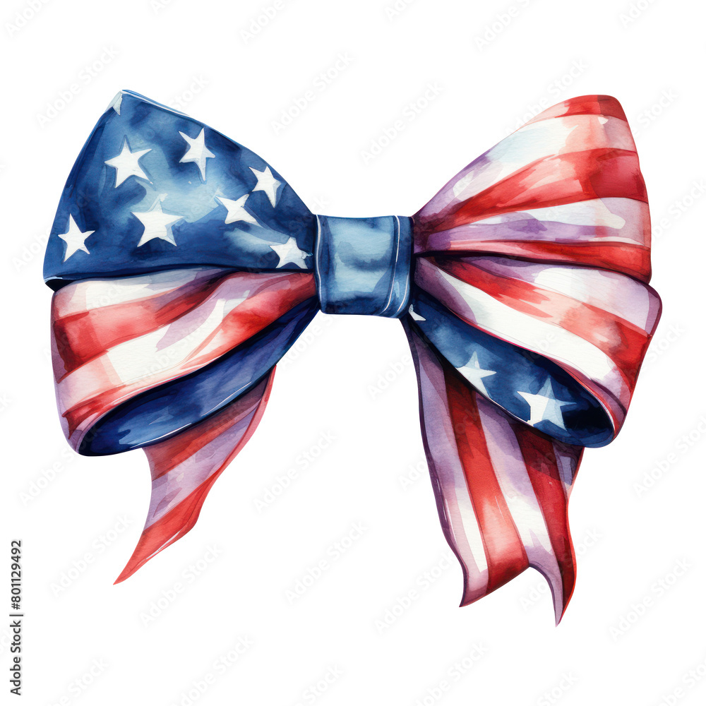 watercolor american flag bow clipart cut out isolated, bow tie with usa ...
