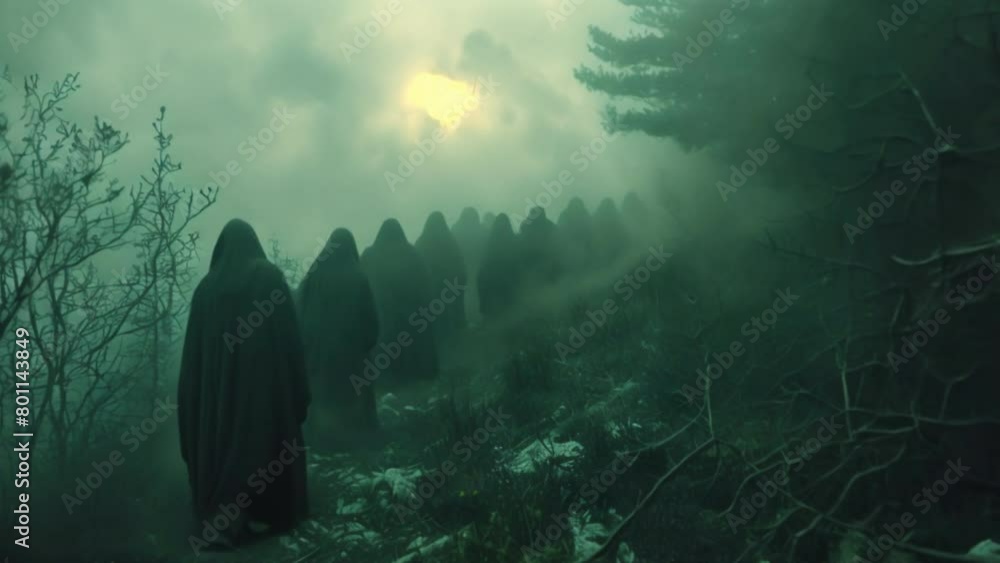 A creepy and sinister cult gathers, adding an eerie atmosphere to the ...