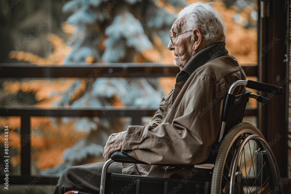 Senile depression Concept. Melancholic mood Lonely and sad elderly ...