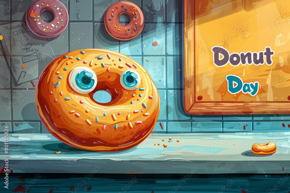 Chocolate donut cartoon character. Glazed doughnuts cartoon character ...