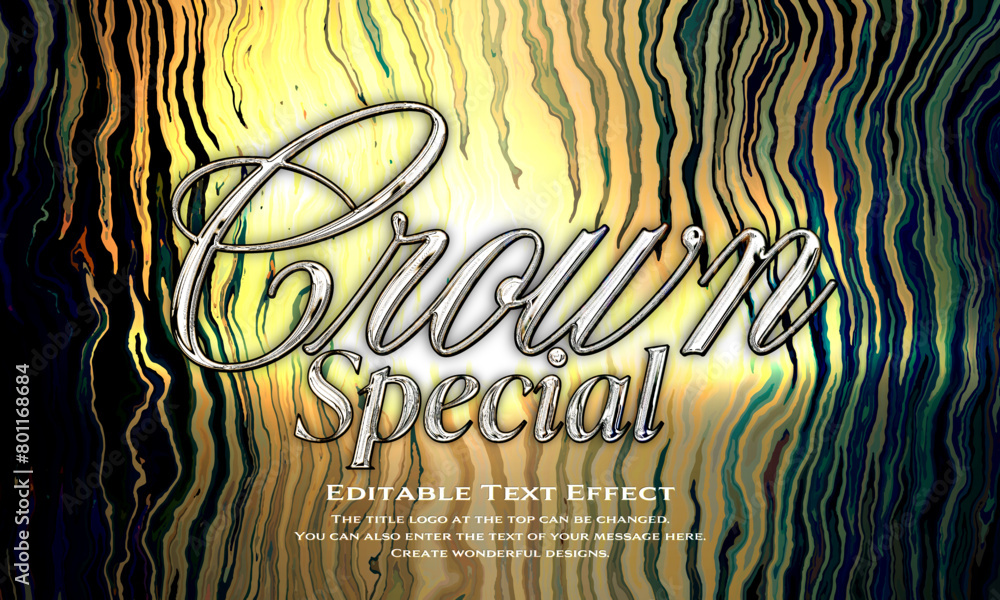 ”Crown King” chrome metallic editable title logo text style effect ...