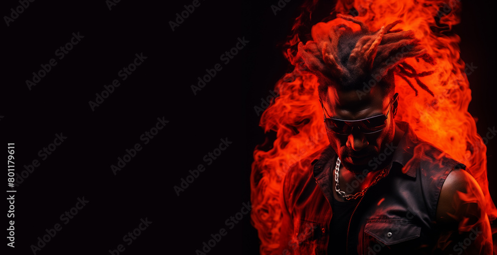 Flaming handsome tough African american man of color set against a ...