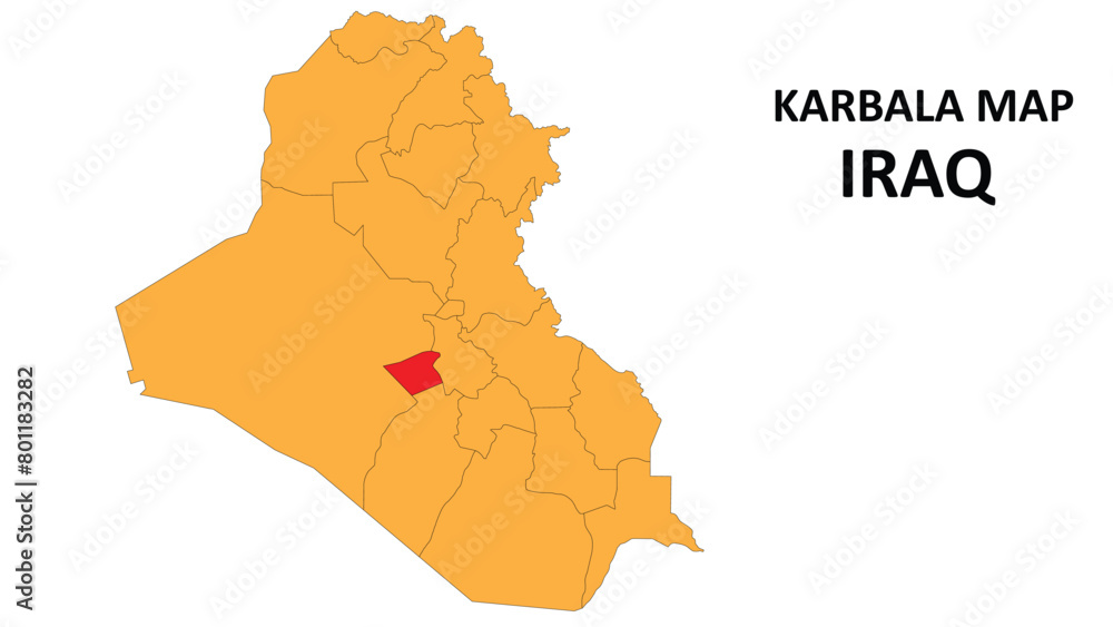 Karbala Map is highlighted on the Iraq map with detailed state and ...