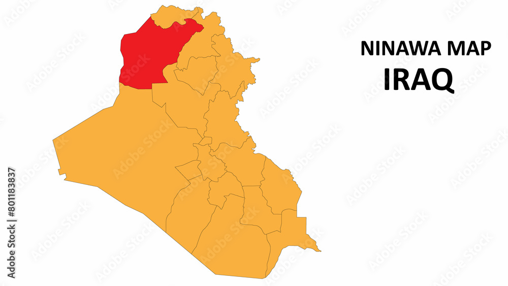 Ninawa Map is highlighted on the Iraq map with detailed state and ...