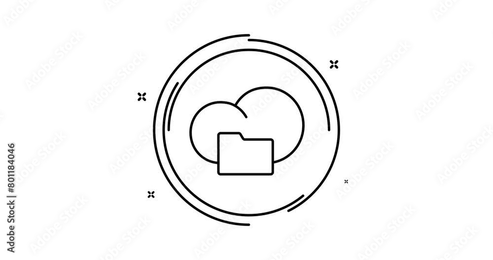 Cloud folder 2d animated outline icon. Cloud folder rotation appearance ...