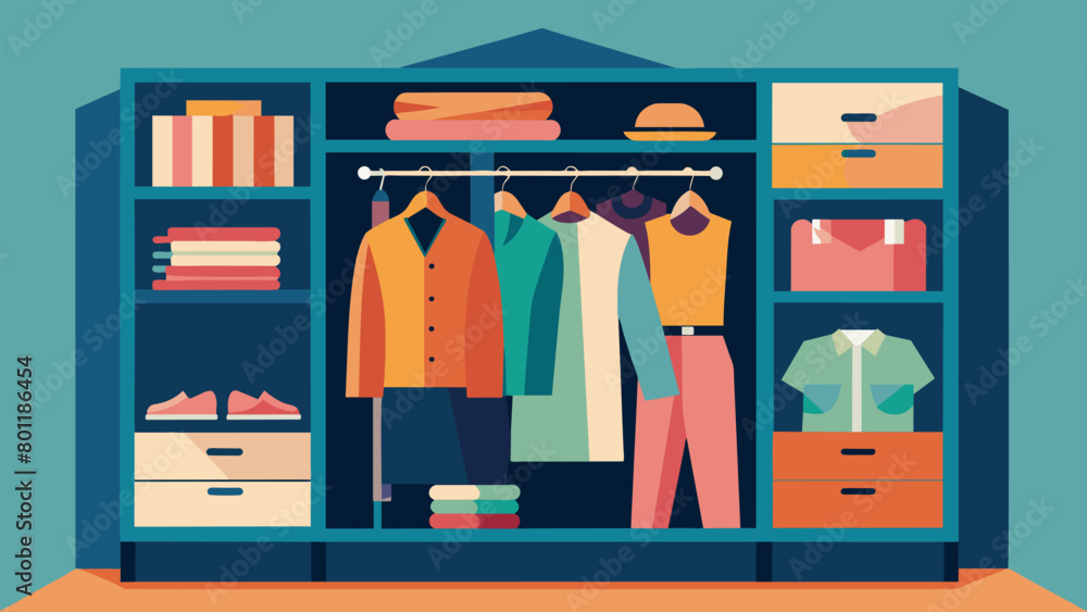 An organized closet filled with versatile and timeless clothing ...