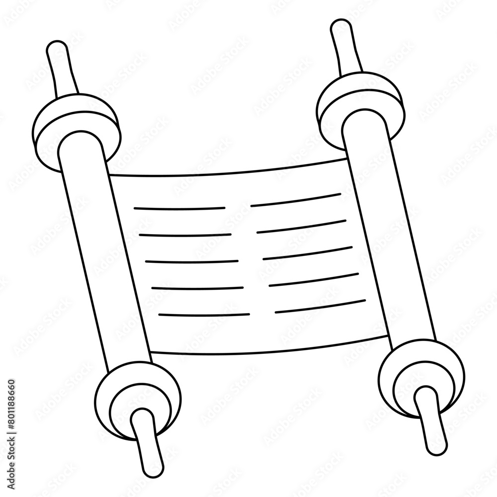 Torah Scroll Sketch Handwritten Parchment Scroll With Jewish Teachings Vector Illustration