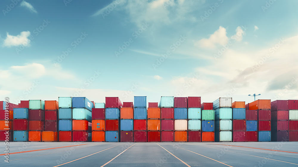 Colorful shipping containers stacked, creating a vibrant pattern ...