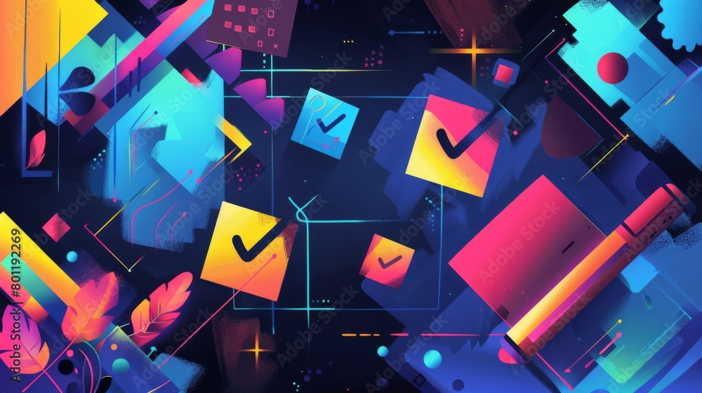 A creative abstract illustration depicting a to-do list concept ...