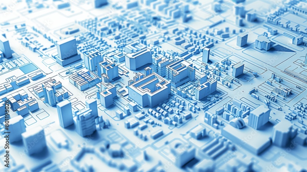 A detailed, technical blueprint showcasing urban planning and city ...