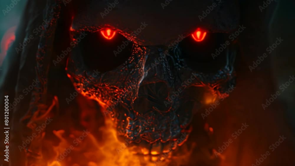 Vidéo Stock A horrifying monster, with a frightening skeleton skull ...