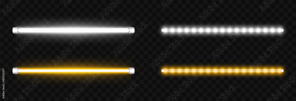 Vector set of led lamps png. LED lamps of different colors on an ...