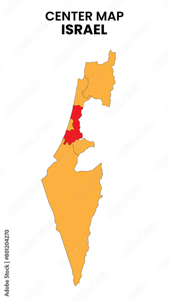 Israel map. Map of Israel with borders of regions. Center district ...